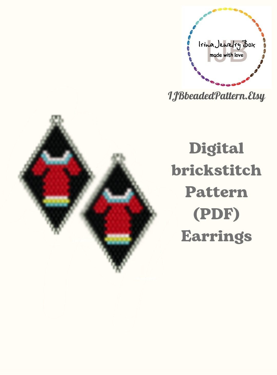 Red Dress Beaded Earrings Pattern: Brick Stitch (PDF Instant Download ...