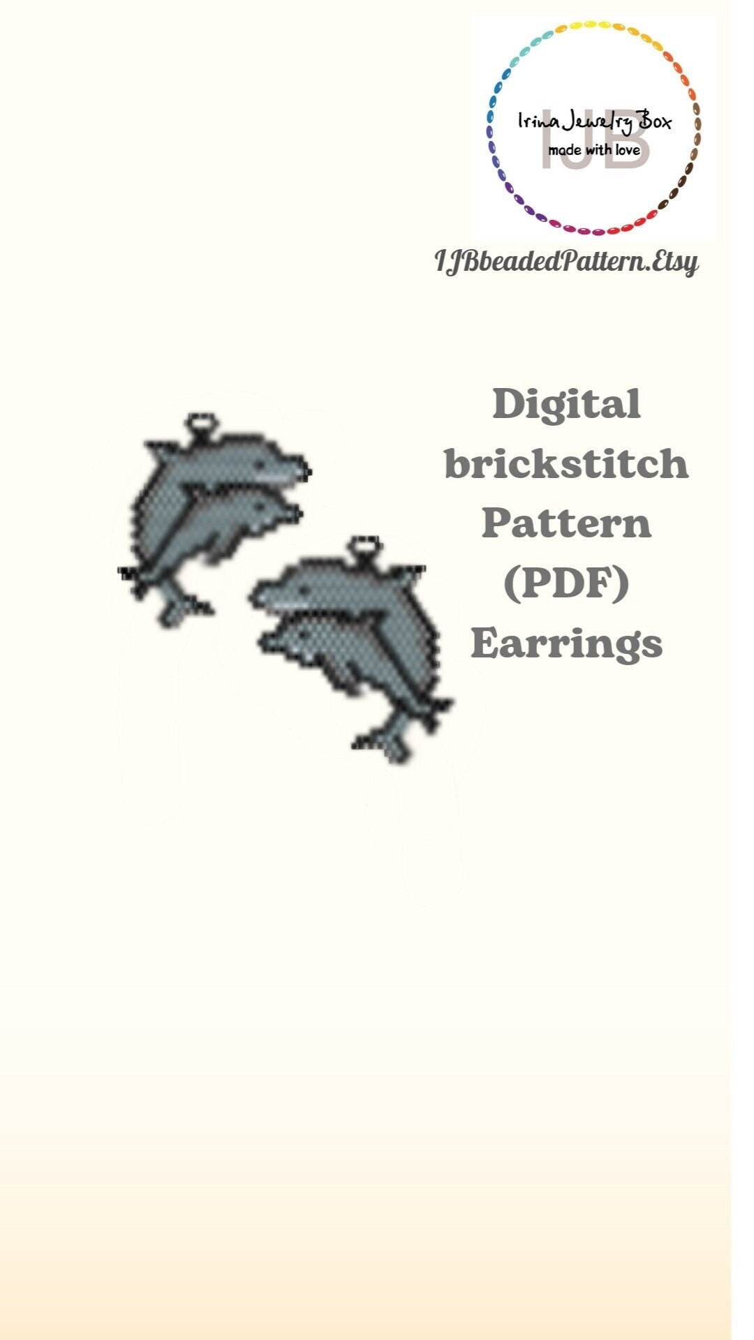 PDF Pattern Dolphin Beaded Earrings, Bottlenose Dolphin and Baby ...