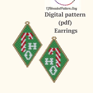 Candy Cane Earrings Beading Pattern Christmas Brick Stitch Pdf Etsy