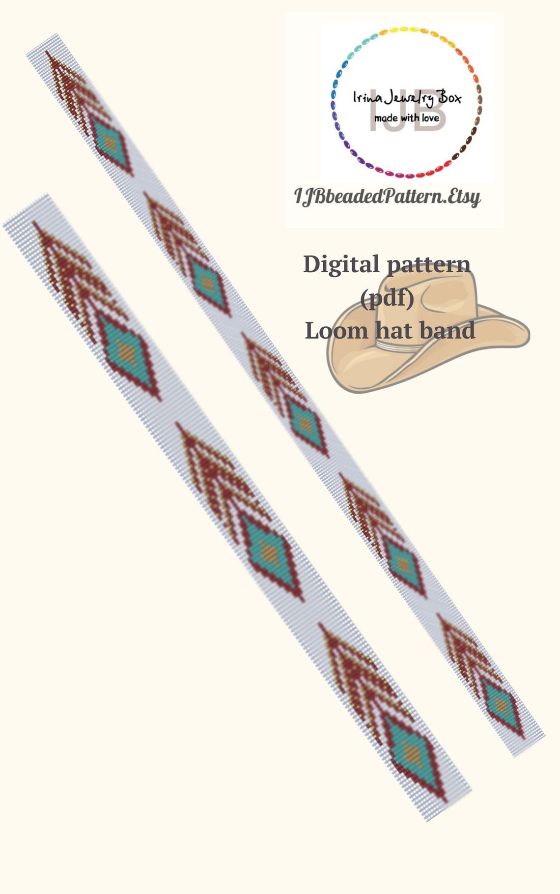 Feathers Hat Band Beading Pattern: Loom Beaded Design (PDF Download) - Etsy
