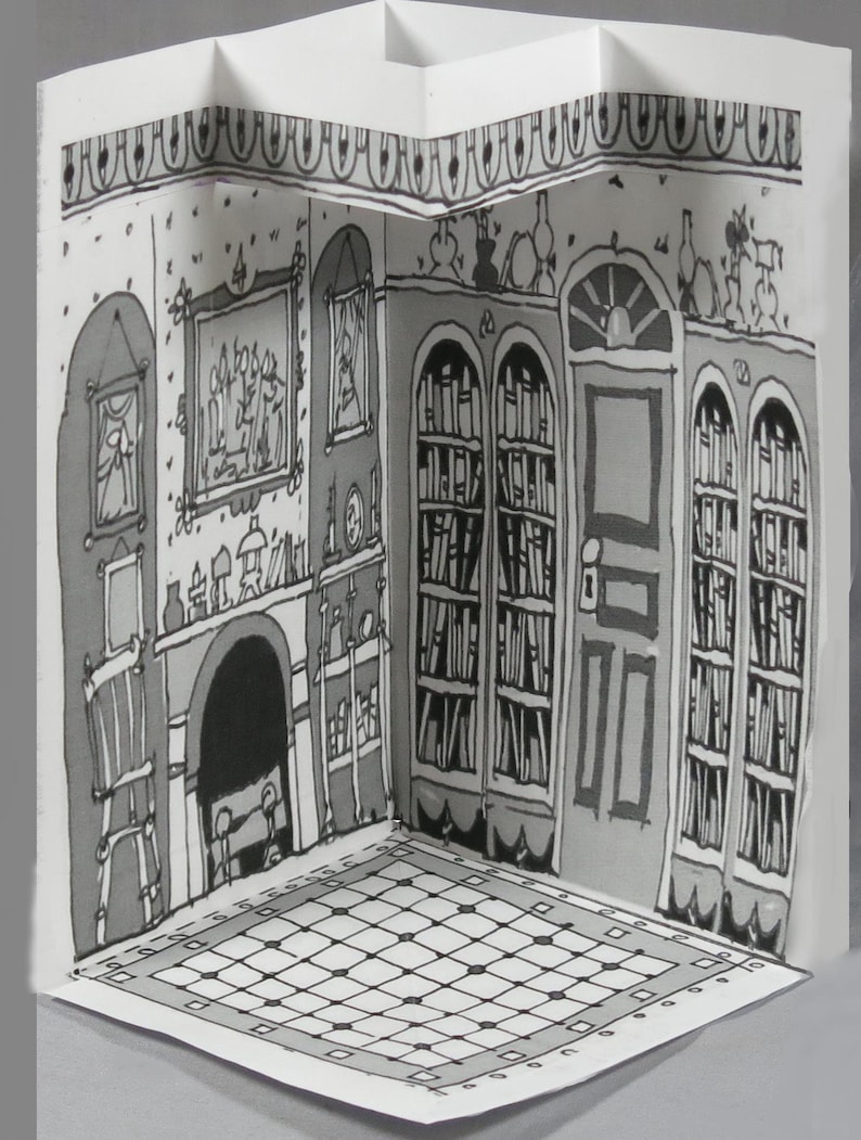Pop up Paper Dollhouse Victorian Library. - Etsy