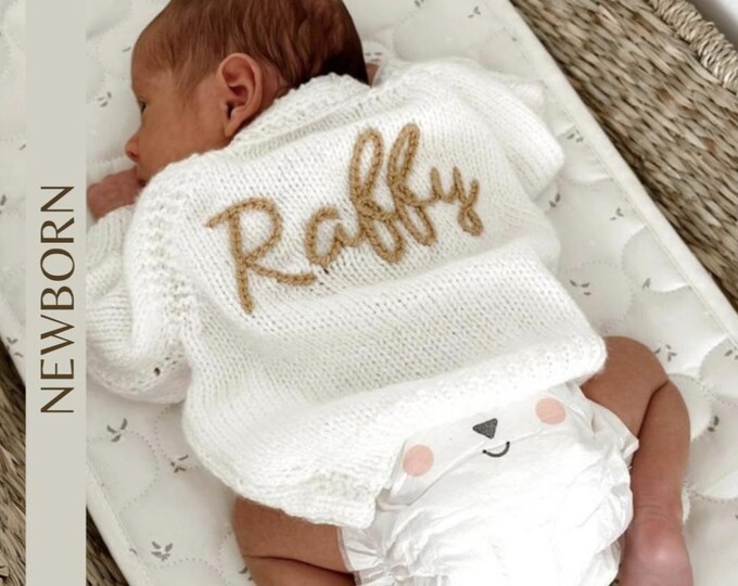Personalised Baby Cardigan. Hand Knitted. Newborn Size. Hand ...