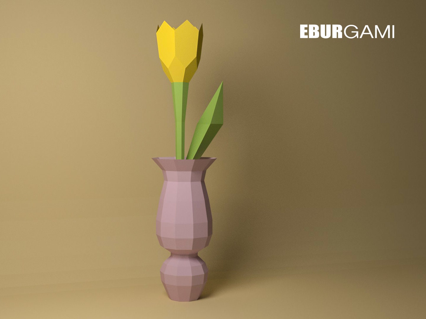 Papercraft Flower, 3D Tulip, Build Your Own, DIY Flower, Low Poly Paper ...