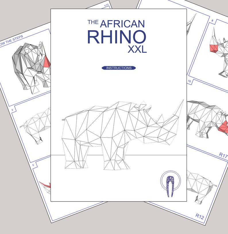 Rhino Papercraft XXL Make Your Own 3D Rhino Pdf Papercraft - Etsy