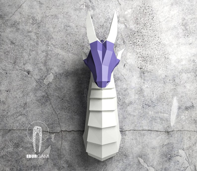 Paper Craft Dragon Head Papercraft Trophy Dragon Mask DIY 3D - Etsy