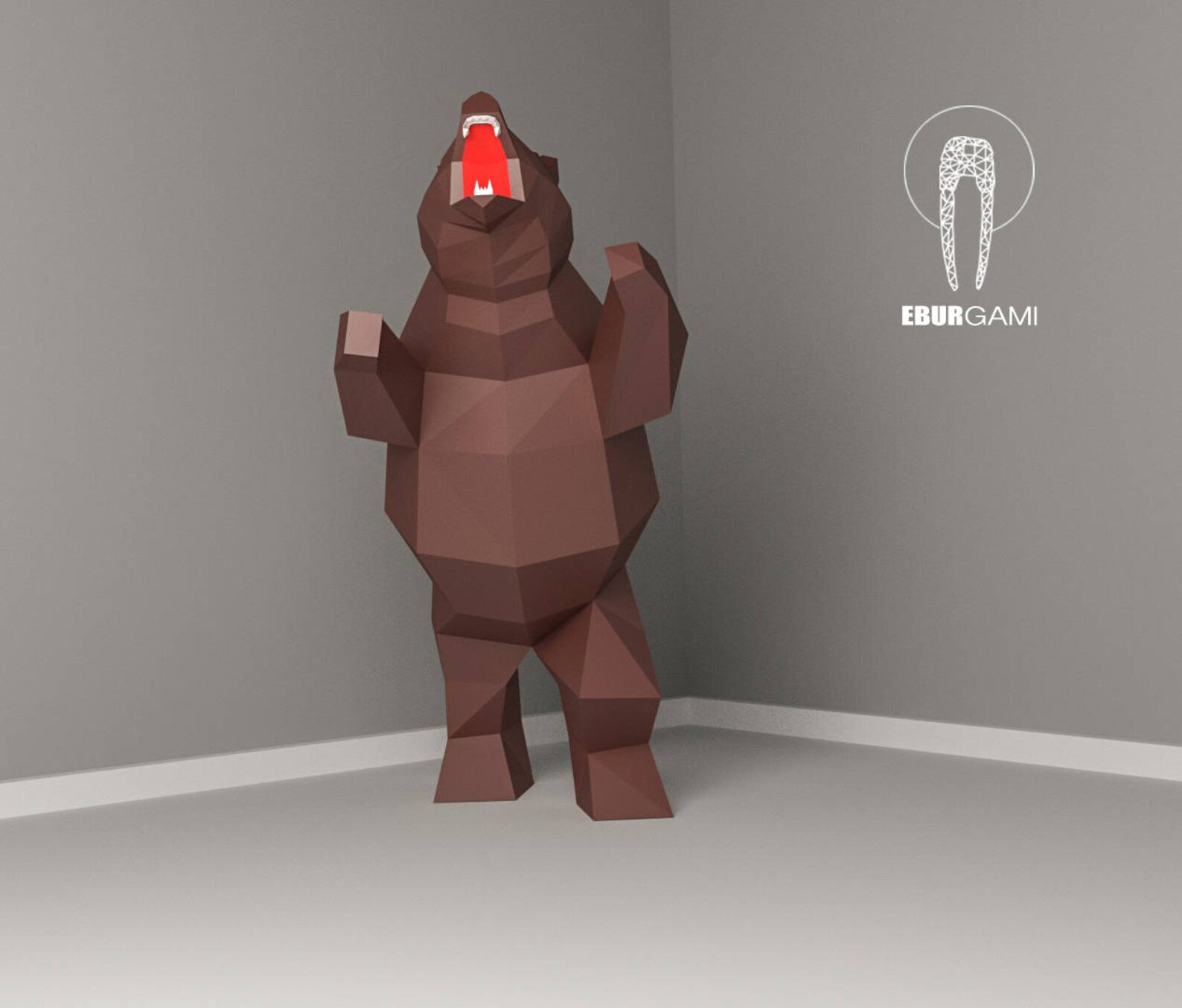 Bear Papercraft Low Poly XXL Bear Model Create Your Own 3D | Etsy