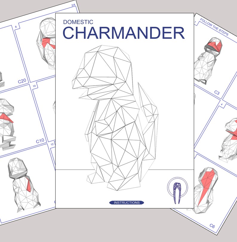 Papercraft Charmander Origami Pokemon Papercraft paper model | Etsy