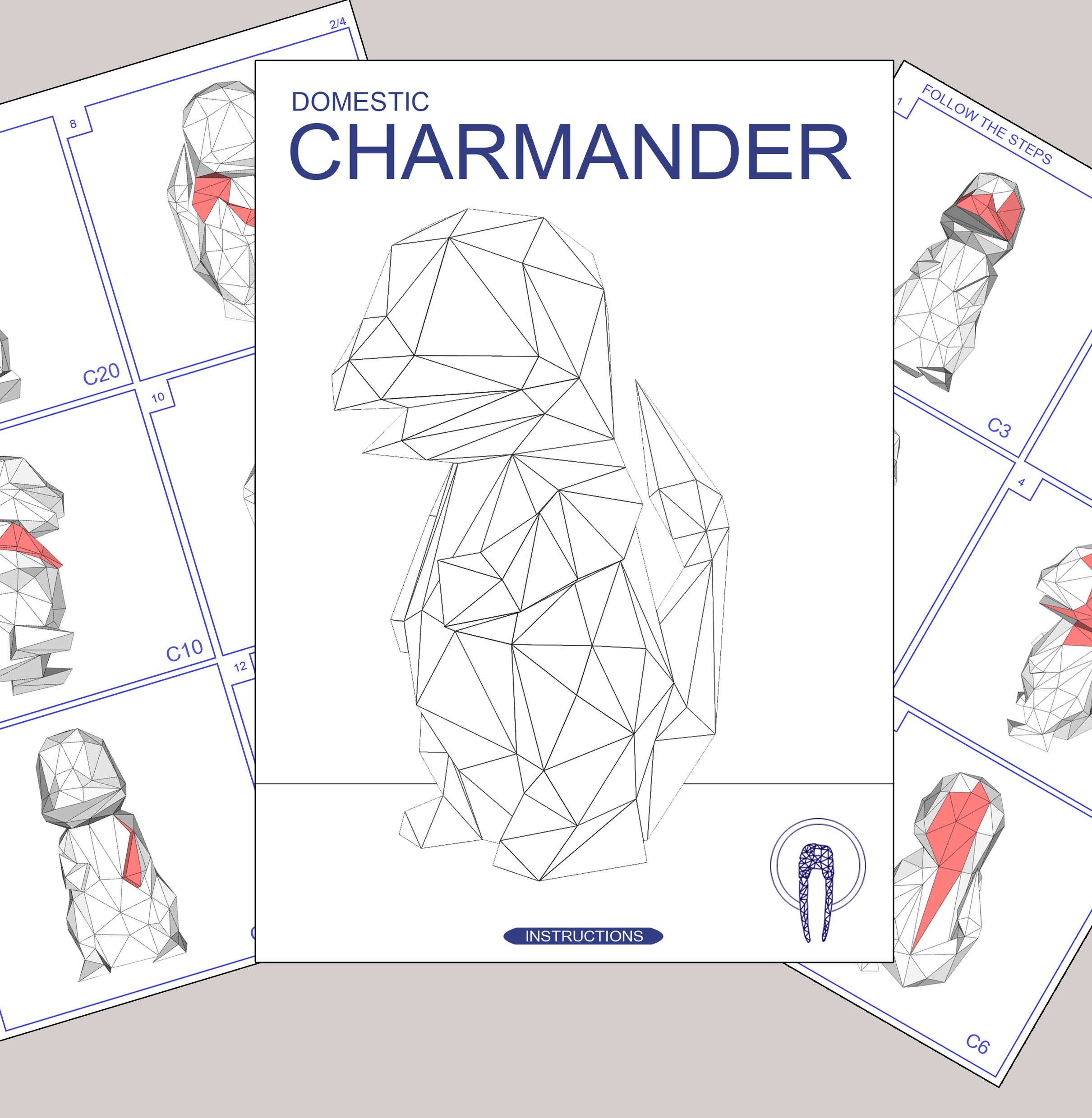 Papercraft Charmander Origami Pokemon Papercraft paper model | Etsy