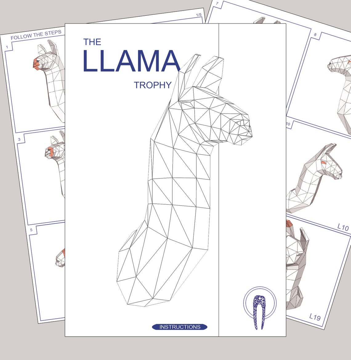 Paper Craft Llama Head, Animal Papercraft Trophy Alpaca, Lowpoly Mask ...