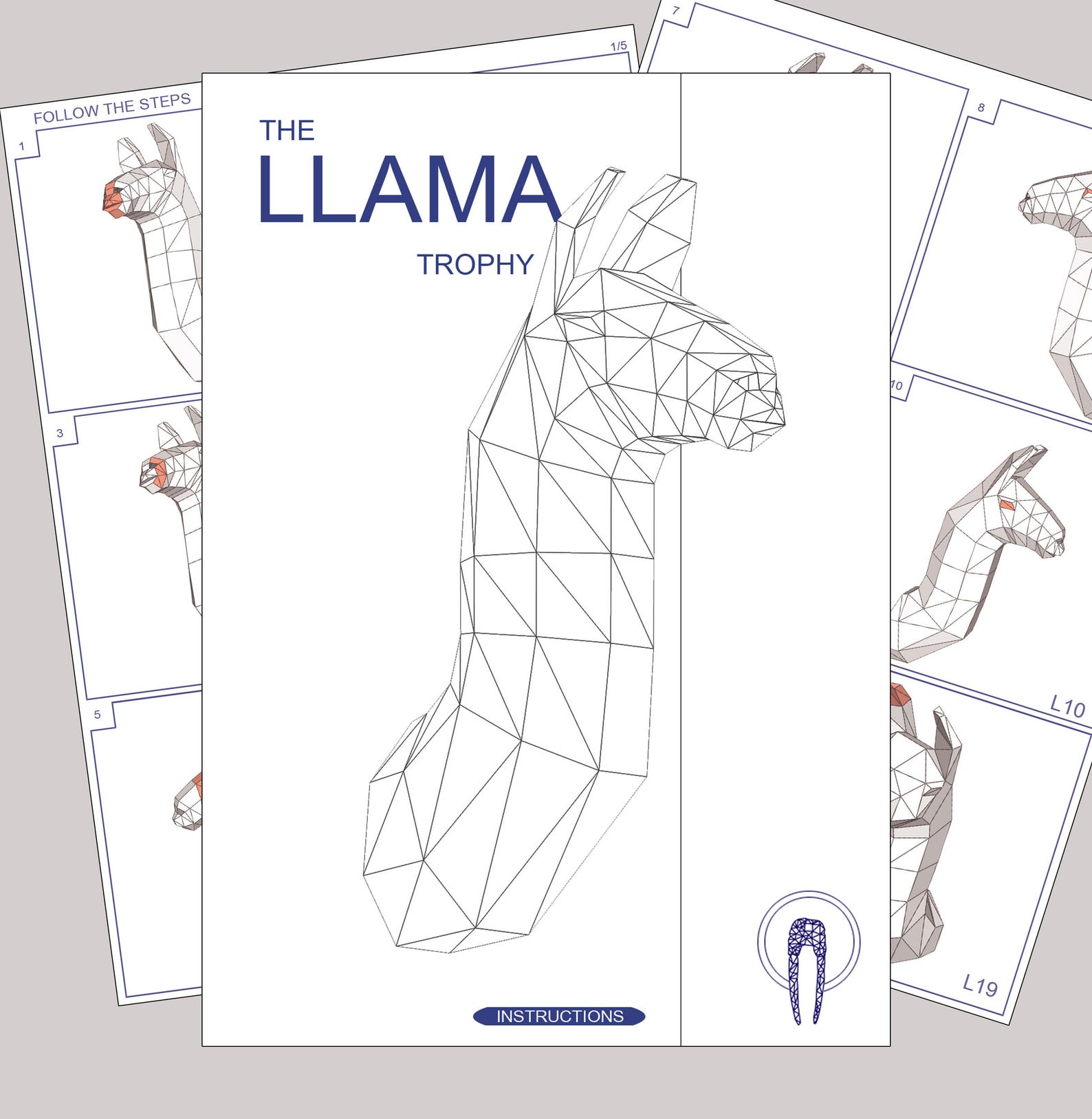 Paper Craft Llama Head, Animal Papercraft Trophy Alpaca, Lowpoly Mask ...