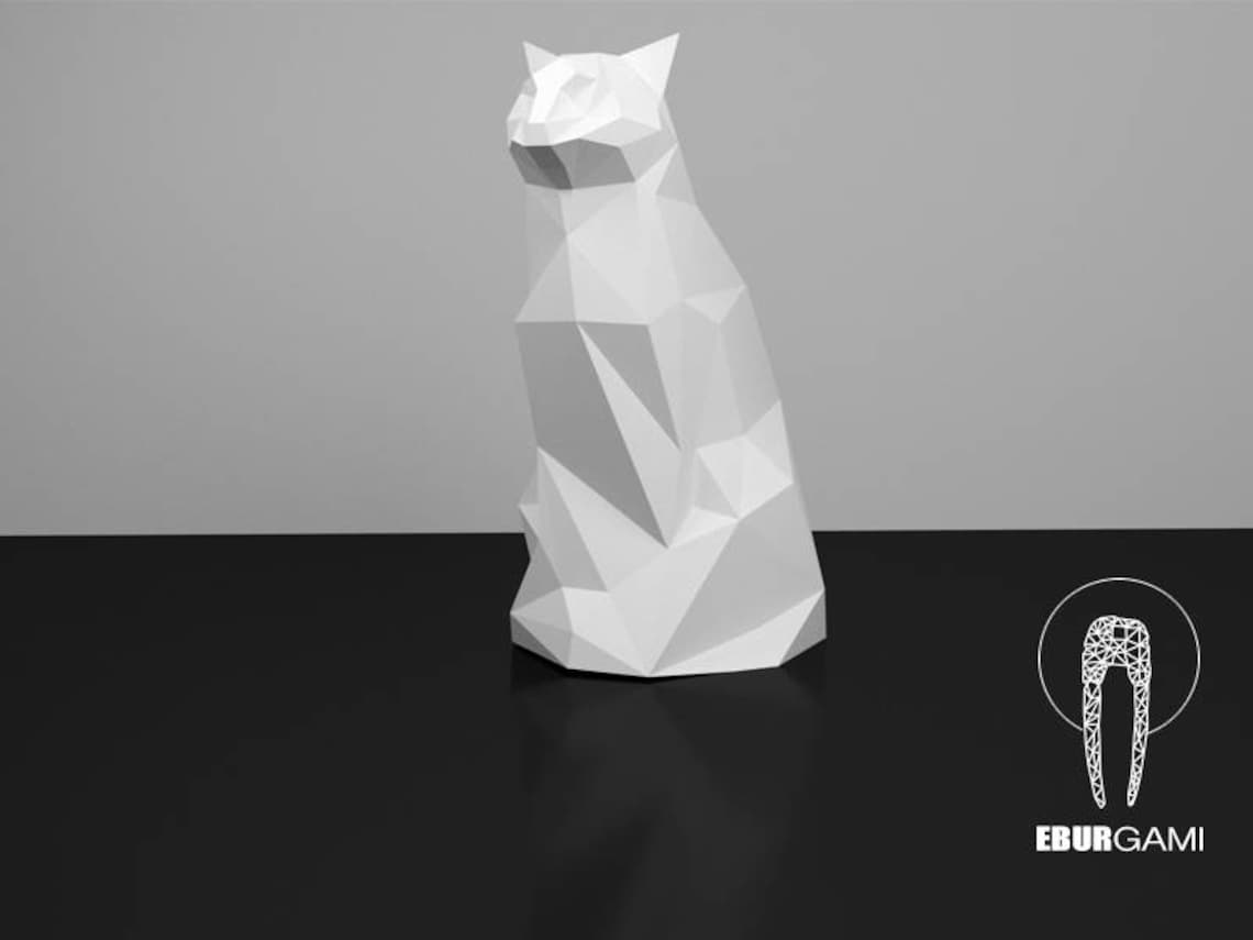 Cat Papercraft, Cat Model , Cat Low Poly, Cat Kit, Papercraft Kit, Low ...