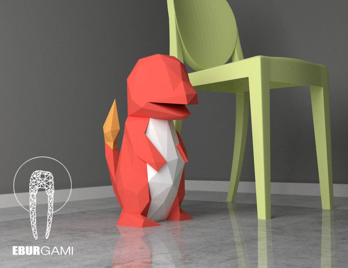 Papercraft Charmander Origami Pokemon Papercraft paper model | Etsy