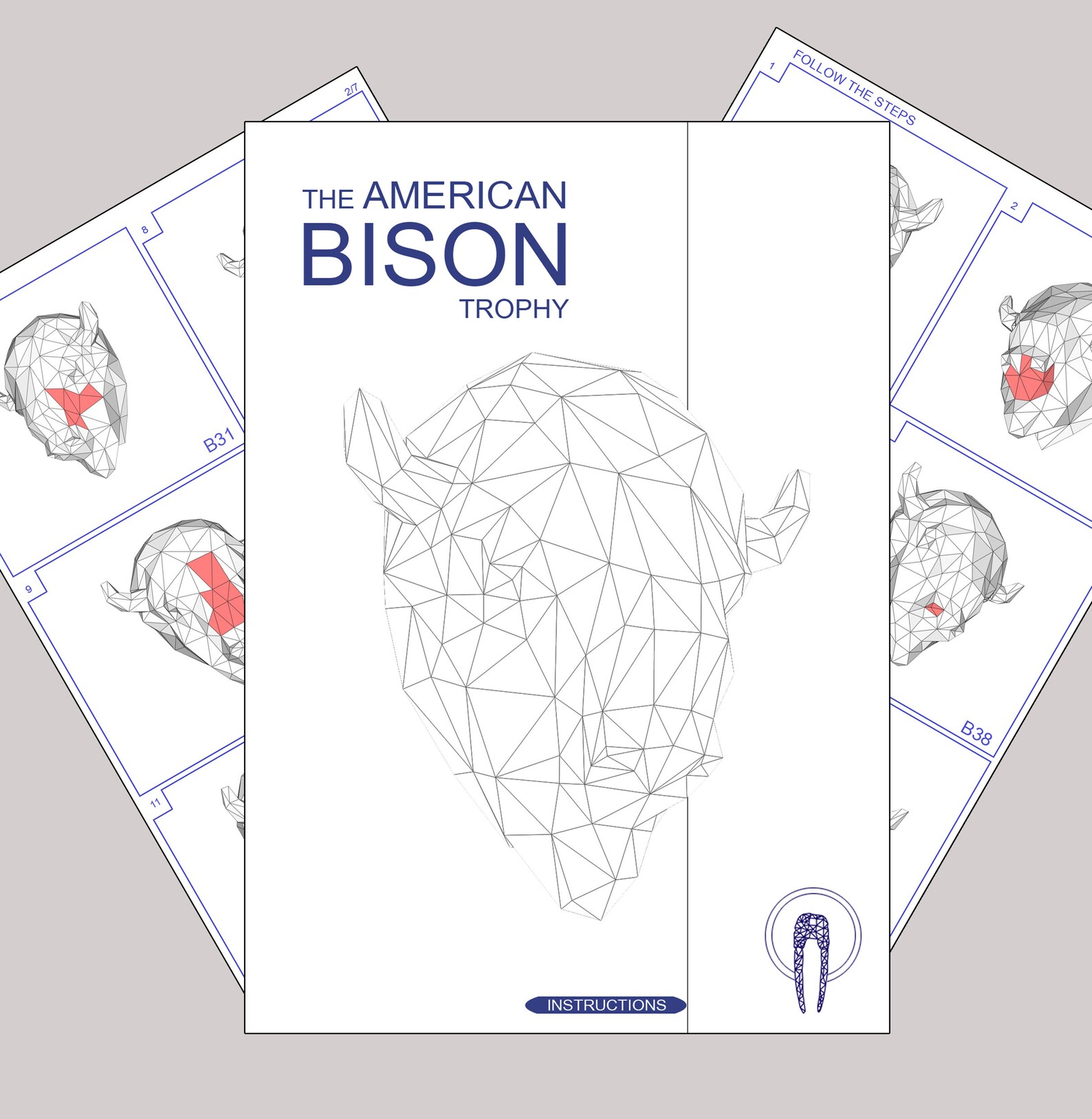 American Bison Pepercraft, Papercraft Bull, Pdf Kit, 3D DIY Bull Head ...