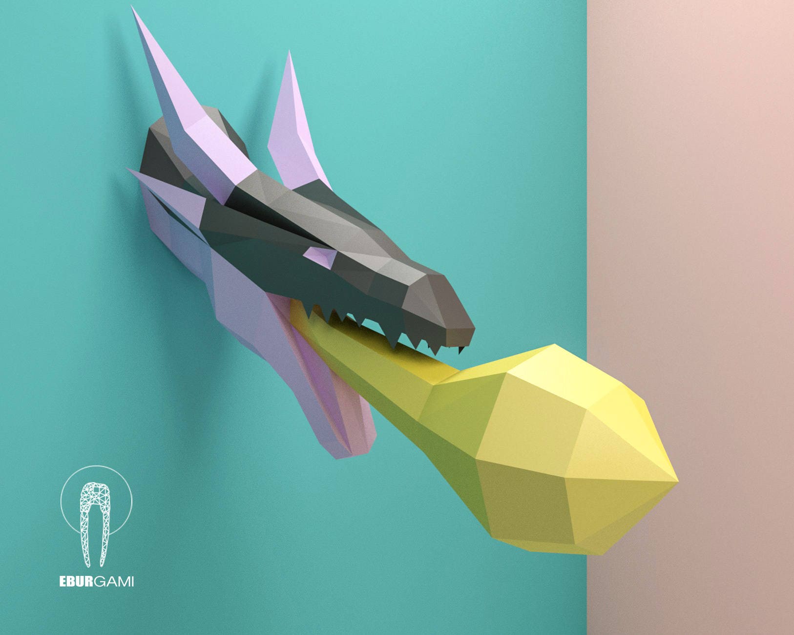 Paper Craft Dragon Head, Papercraft Trophy Dragon Mask DIY, 3D Origami ...