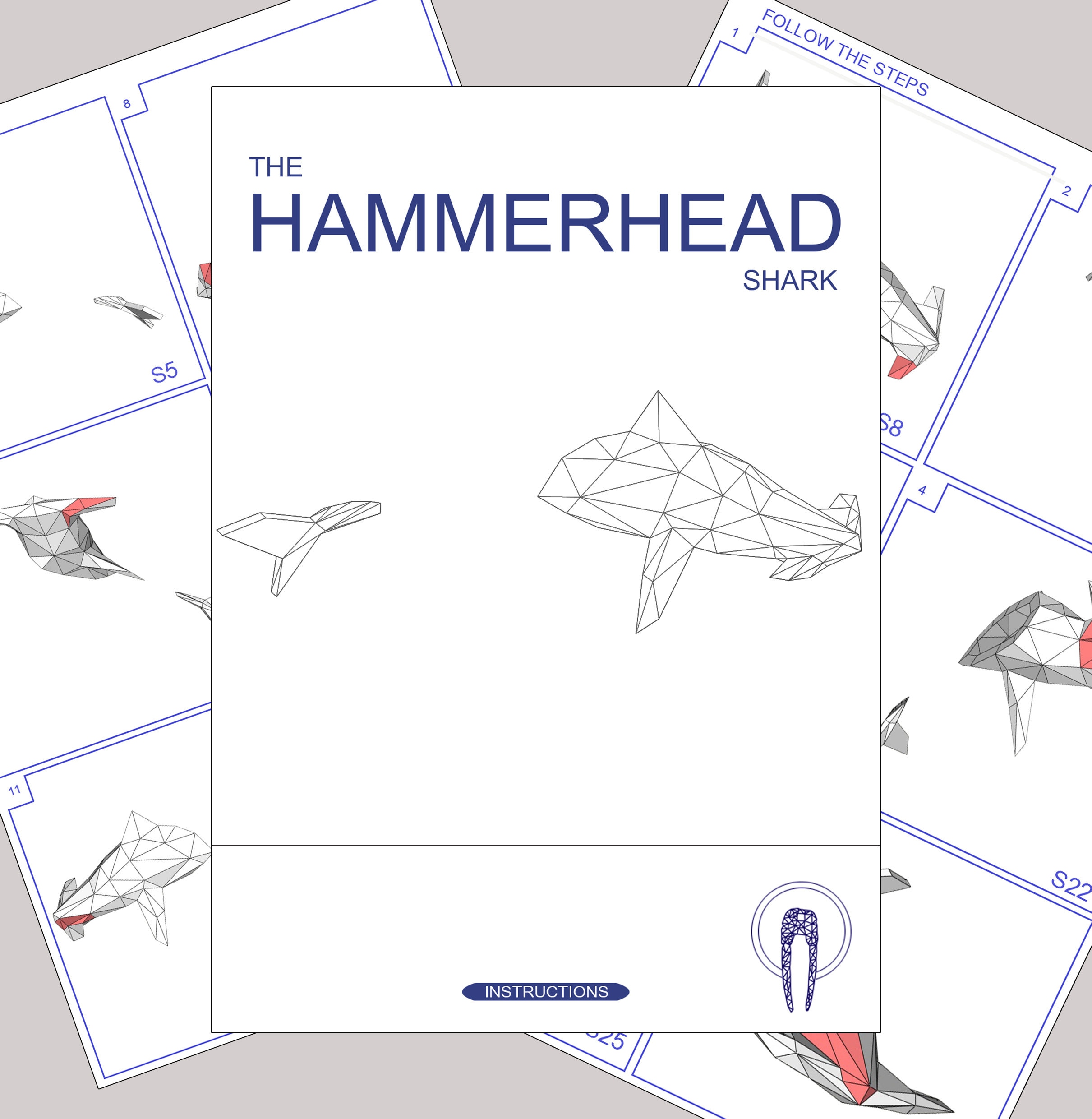 Hammerhead Shark Papercraft, 3D Papercraft - Build Your Own Low Poly ...