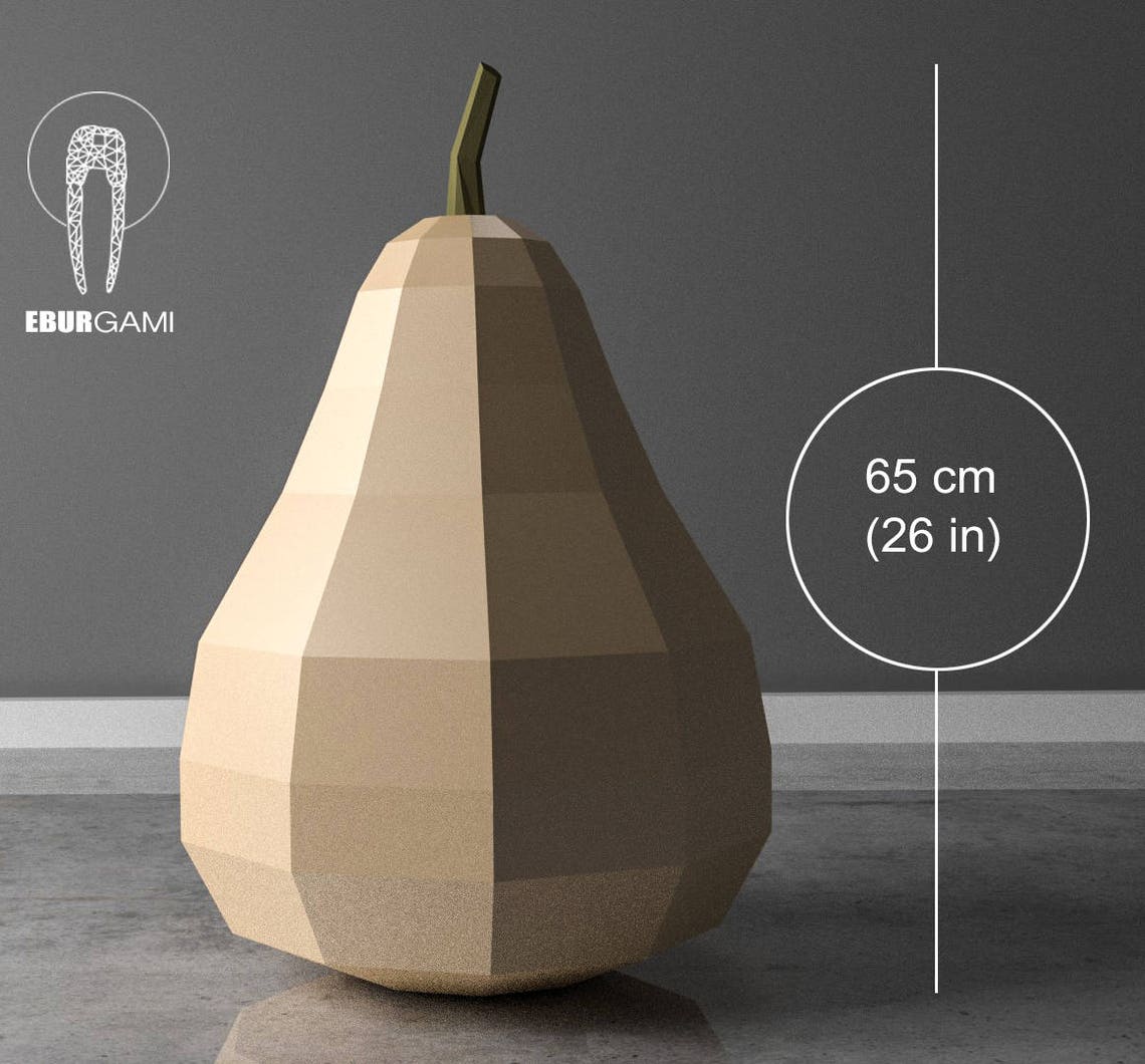 Pear Papercraft XXL Fruit 3D Fruit Paper Craft Low Poly | Etsy
