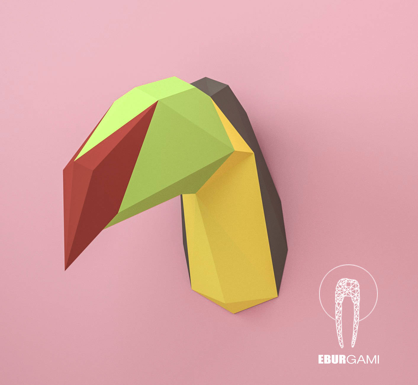 Toucan Trophy Head, DIY Low Poly Tropical, Toucan Head Template ...