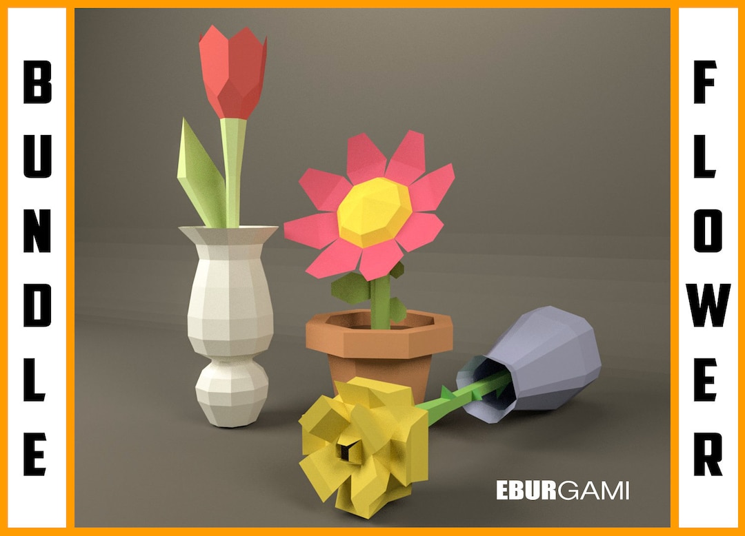 Flowers Paper-craft Set, Bundle Flowers, Tulip Paper, Rose Paper, DIY ...
