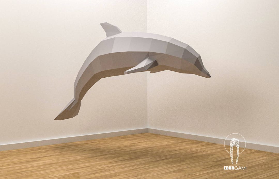 Low Poly XXL Dolphin Model, Dolphin Papercraft, Create Your Own 3D ...