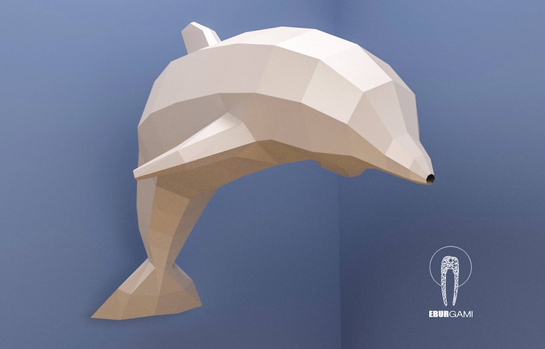 Low Poly XXL Dolphin Model, Dolphin Papercraft, Create Your Own 3D ...