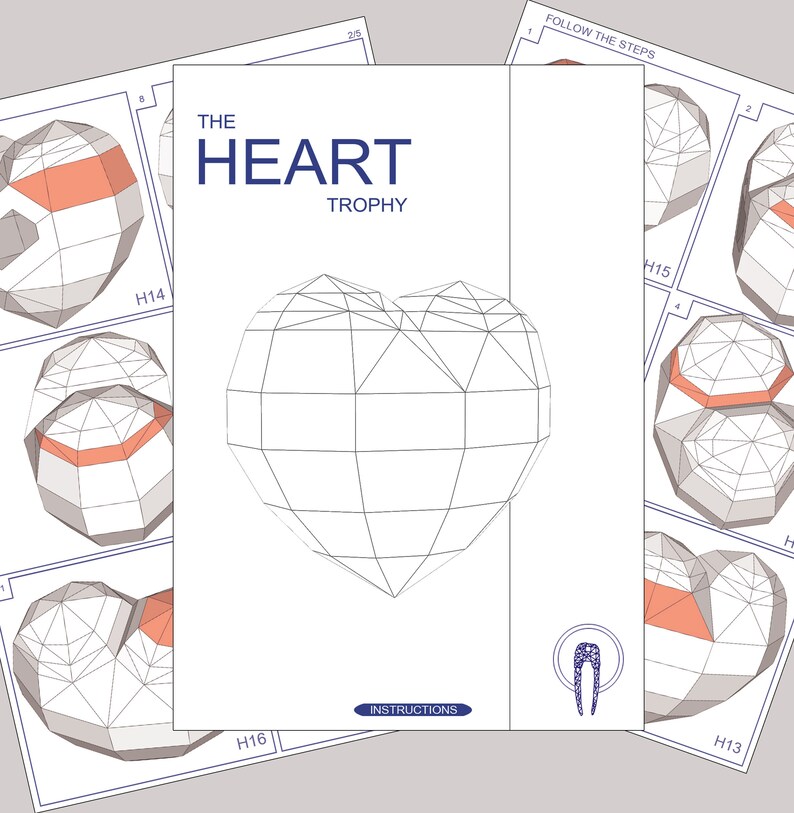 Paper Craft Heart Trophy Papercraft Trophy Heart Mask DIY - Etsy