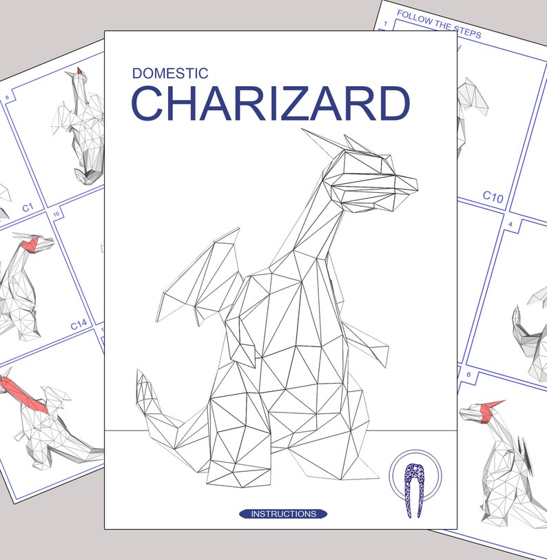 Pokemon Papercraft Charizard, DIY Pokemon, Paper Model Art, Low Poly ...