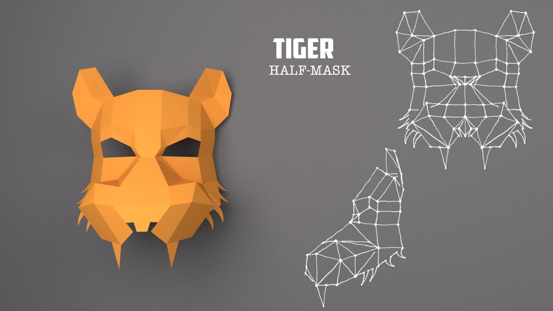 DIY Tiger Mask Papercraft, Tiger Mask Model, Tiger 3D, Animal Mask ...
