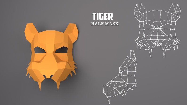 DIY Tiger Mask Papercraft Tiger Mask Model Tiger 3D Animal - Etsy