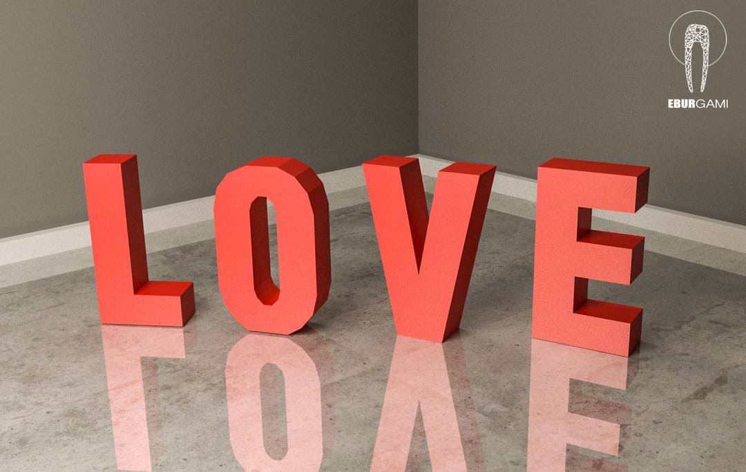 Love Papercraft, XXL Love 3D, Low Poly Alphabet, Low Poly Word Sign ...