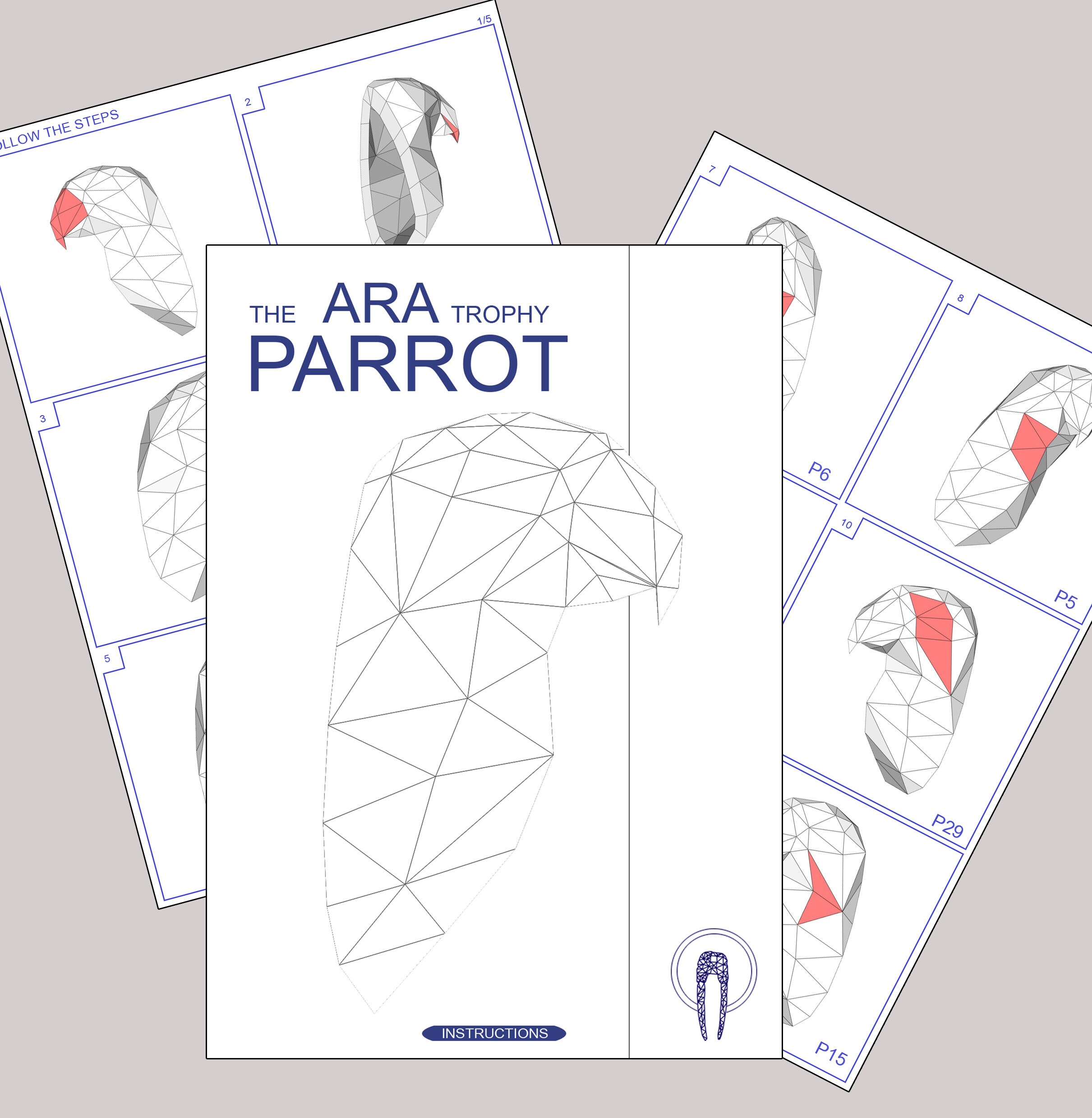 Parrot Trophy Head, Parrot Papercraft, Ara Parrot 3D, Instant Download ...