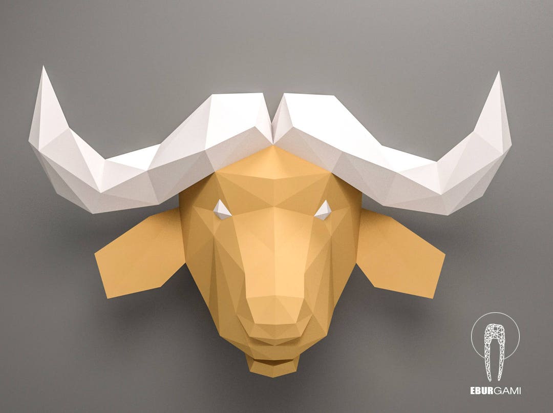 Buffalo Pepercraft Head, Papercraft Trophy, Pdf Kit, 3D DIY Buffalo ...