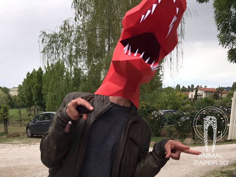 Dinosaur Mask, T-rex Mask, Paper Mask, DIY Mask, Dinosaur Costume ...