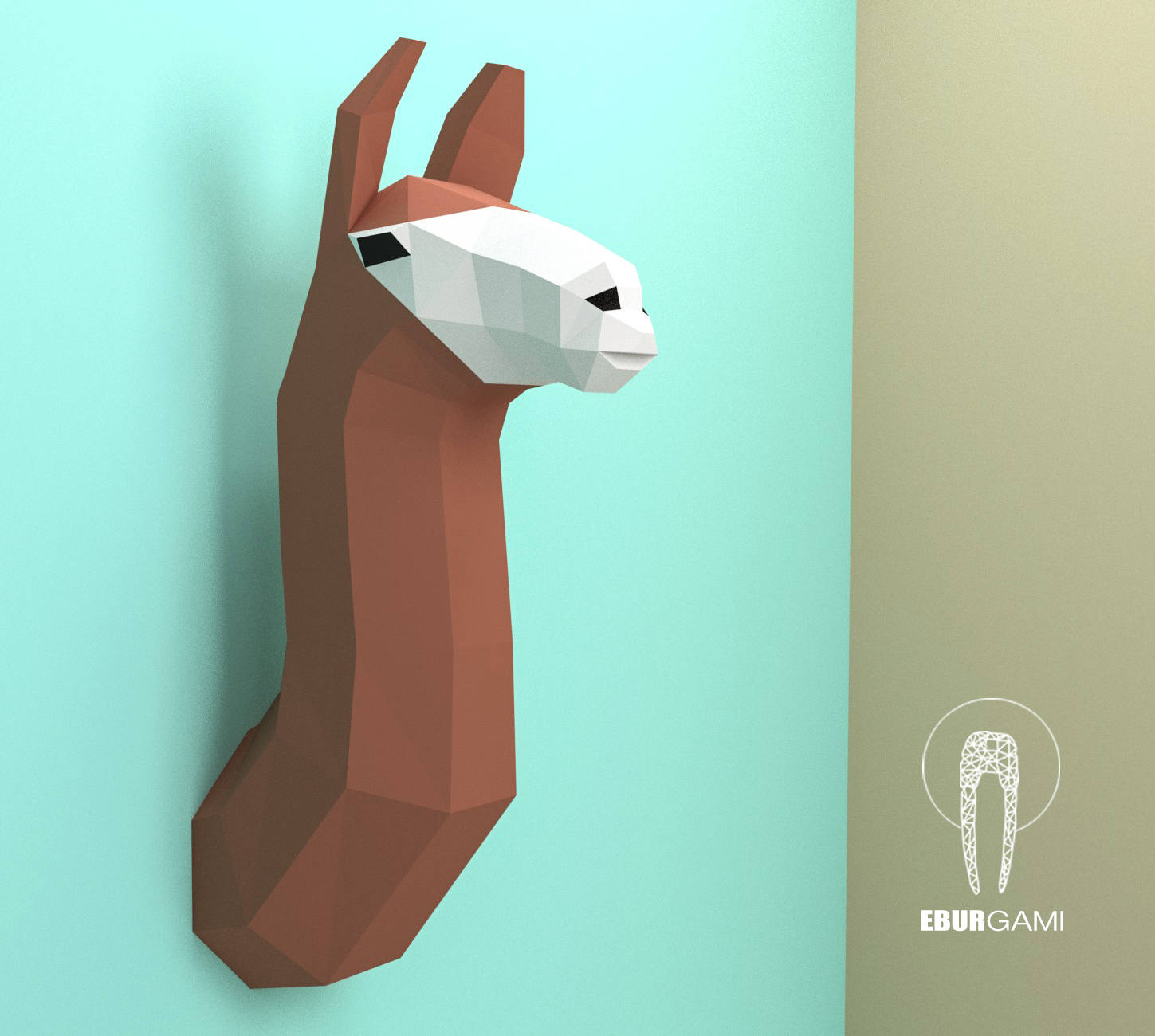 Paper Craft Llama Head, Animal Papercraft Trophy Alpaca, Lowpoly Mask ...