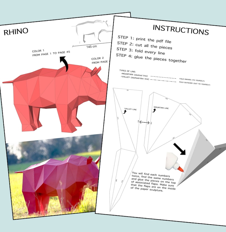 Rhino Papercraft XXL Make Your Own 3D Rhino Pdf Papercraft - Etsy