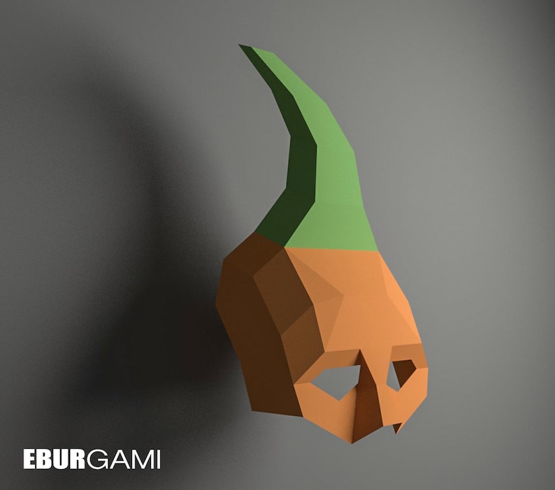 Pumpkin Mask Papercraft Make Your Own Halloween Mask - Etsy