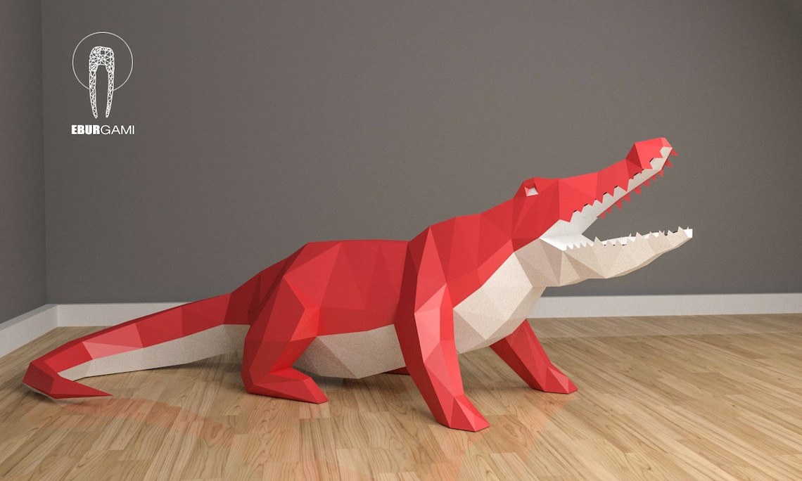 Low Poly XXL Crocodile Model, Create Your Own, 3D Papercraft Crocco ...