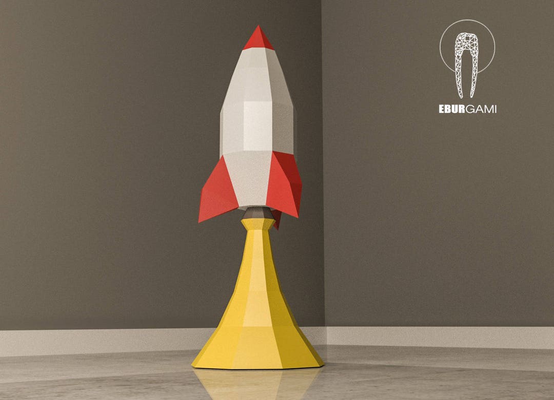 Rocket Papercraft 3D, Paper Craft Rocket Launch, Rocket Ship, Low Poly ...