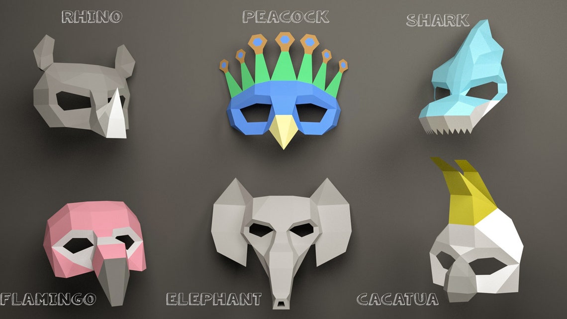 DIY Rhino Mask Papercraft, Rhino Mask Model, Rhino 3D, Animal Mask ...