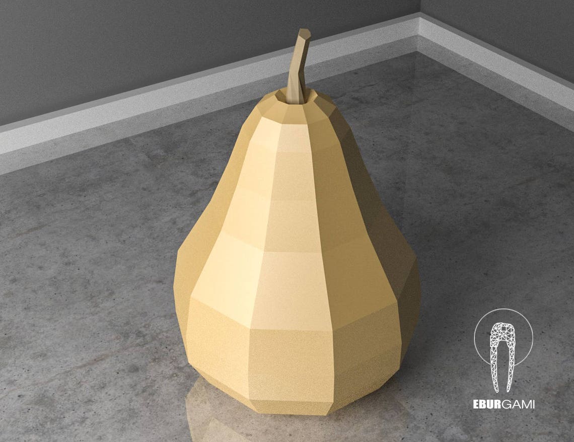 Pear Papercraft XXL Fruit 3D Fruit Paper Craft Low Poly | Etsy