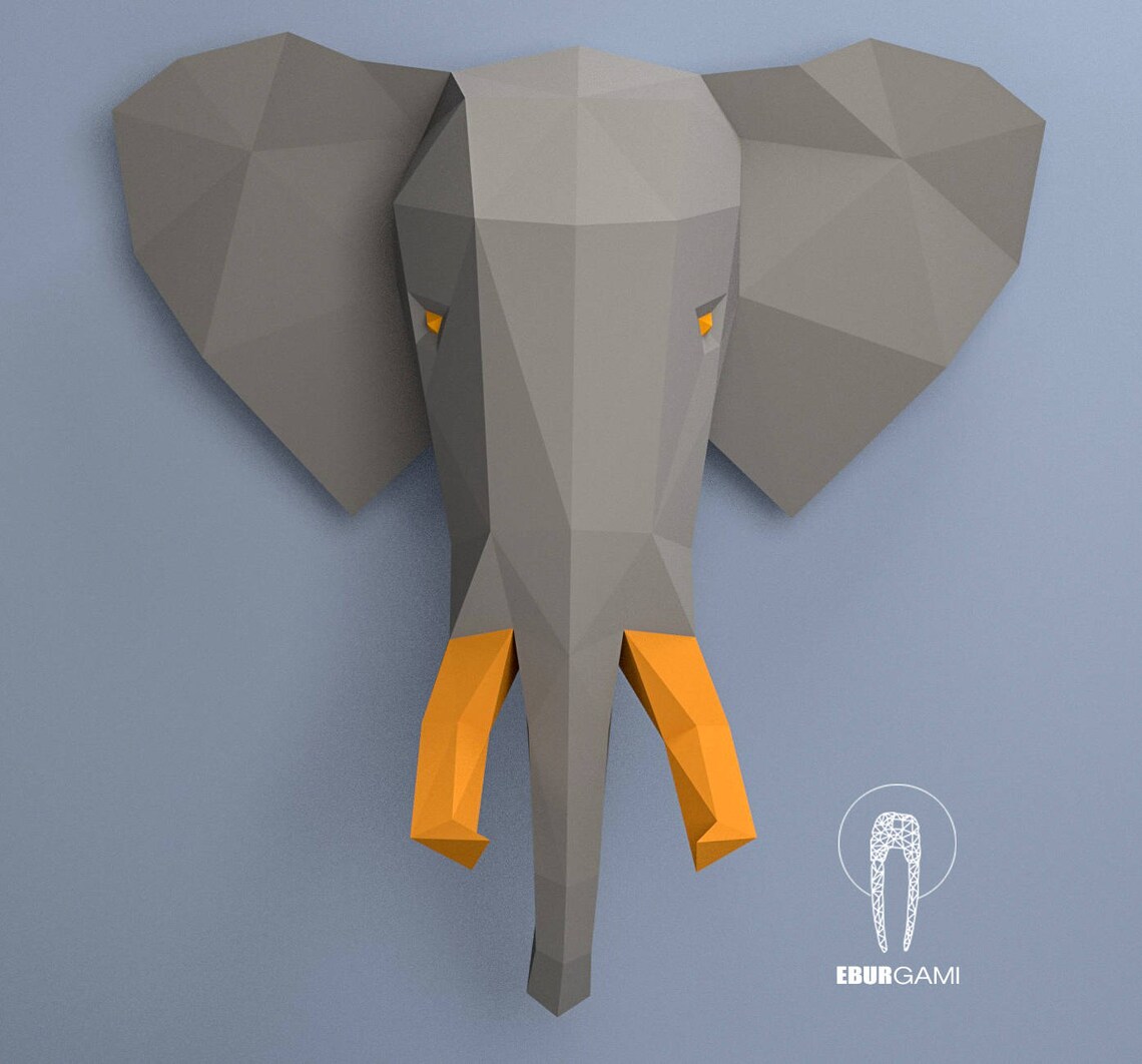 Paper Craft Elephant Head Papercraft Trophy Elephant Mask | Etsy