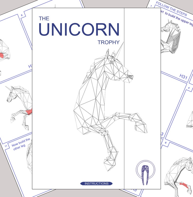 Unicorn Papercraft 3D Papercraft Build Your Own Low Poly | Etsy