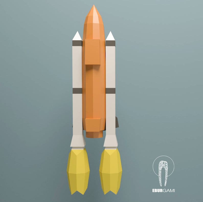 Space Shuttle, Papercraft Nasa DIY, 3D Space Ship, Rocket Low Poly 3D ...