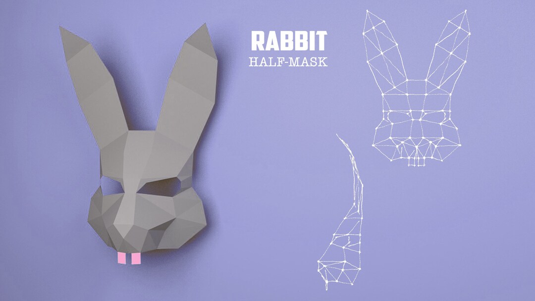 DIY Rabbit Mask Papercraft, Bunny Mask Model, Rabbit 3D, Animal Mask ...