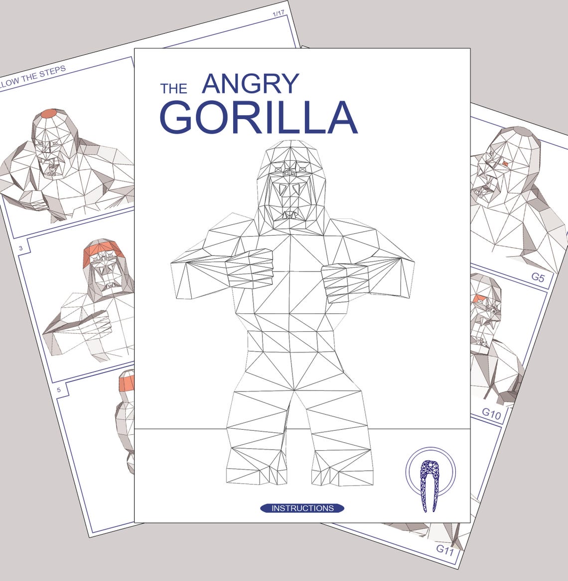 Low Poly Gorilla Papercraft Create Your Own 3DDIY Gorilla - Etsy