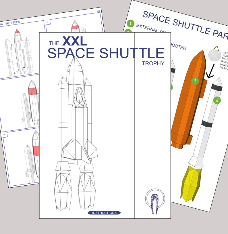 Space Shuttle, Papercraft Nasa DIY, 3D Space Ship, Rocket Low Poly 3D ...
