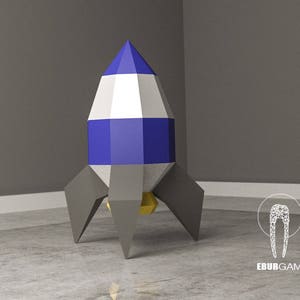 Rocket Papercraft 3D, Paper Craft Rocket, Rocket Ship, Low Poly Rocket ...