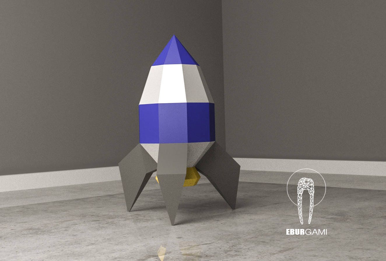 Rocket Papercraft 3D Paper Craft Rocket Rocket Ship Low - Etsy