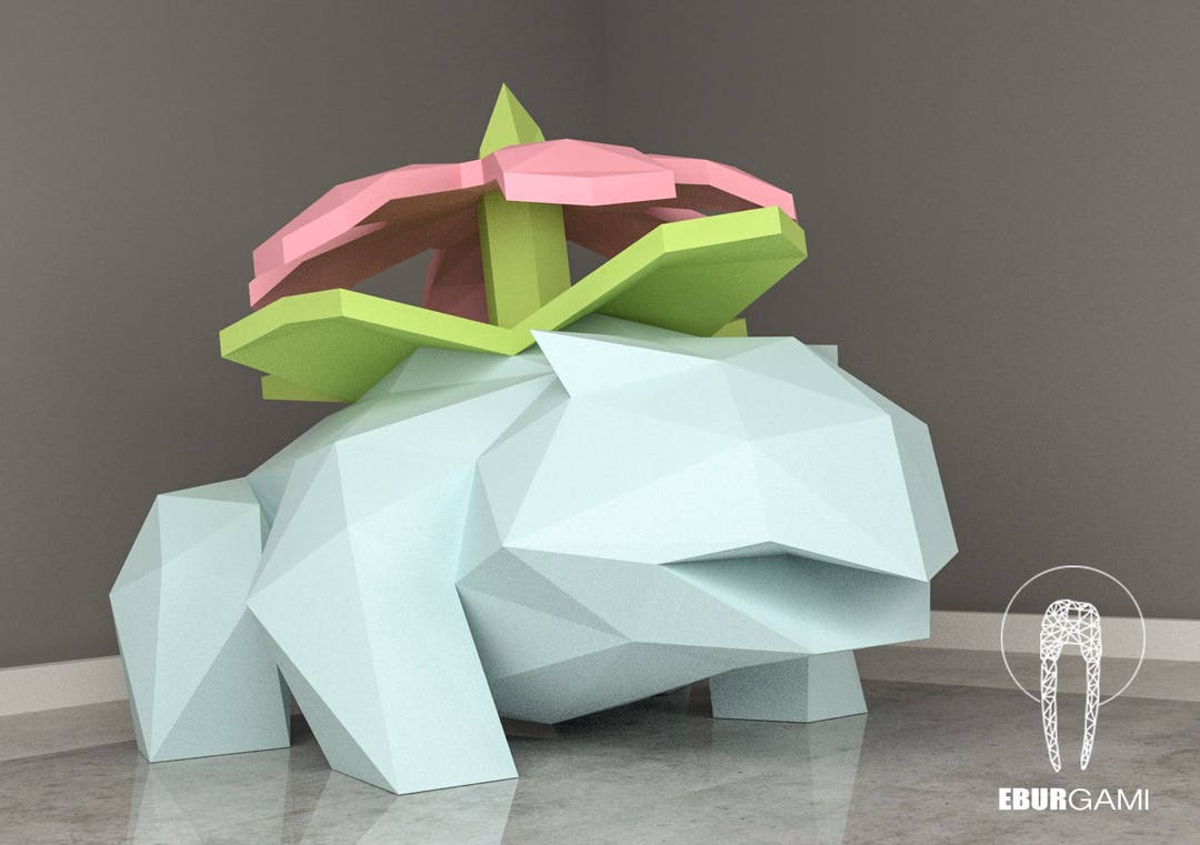 Paper Craft DIY Venusaur - Pokemon - Paper Model Art, Low Poly DIY, DIY ...