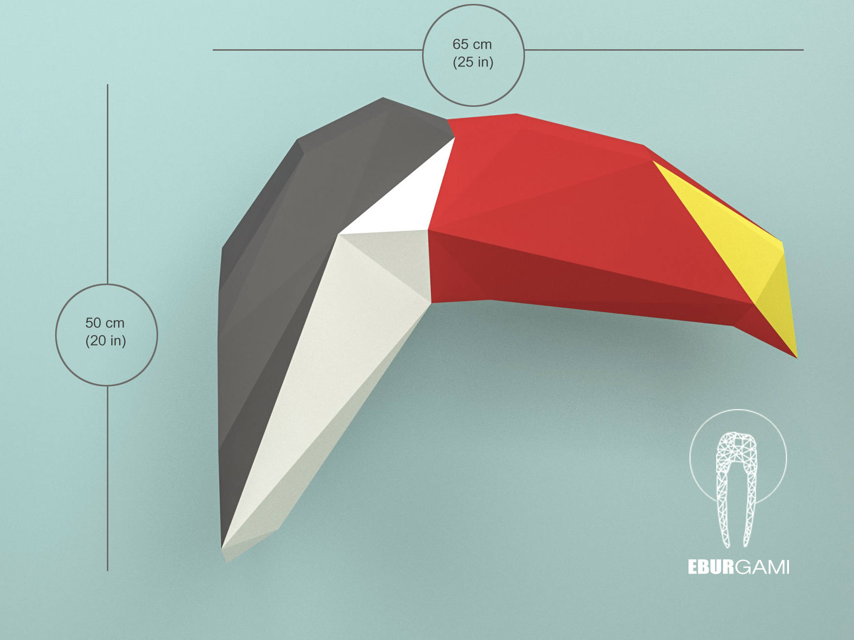 Toucan Trophy Head, DIY Low Poly Tropical, Toucan Head Template ...