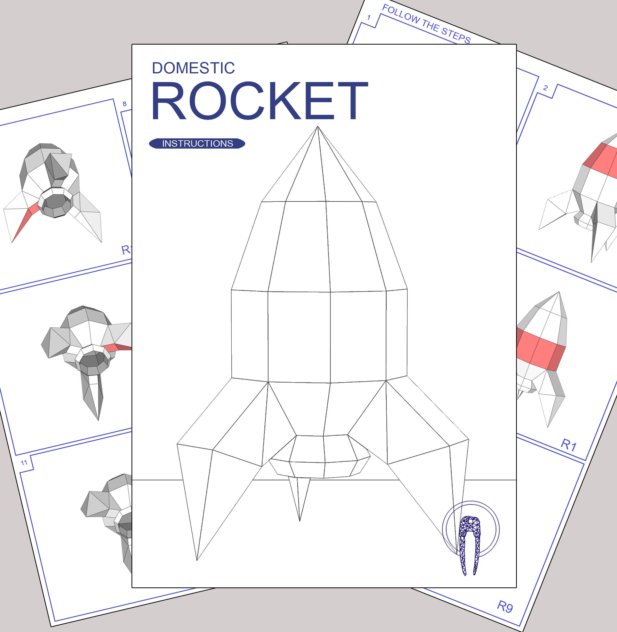 Rocket Papercraft 3D Paper Craft Rocket Rocket Ship Low - Etsy